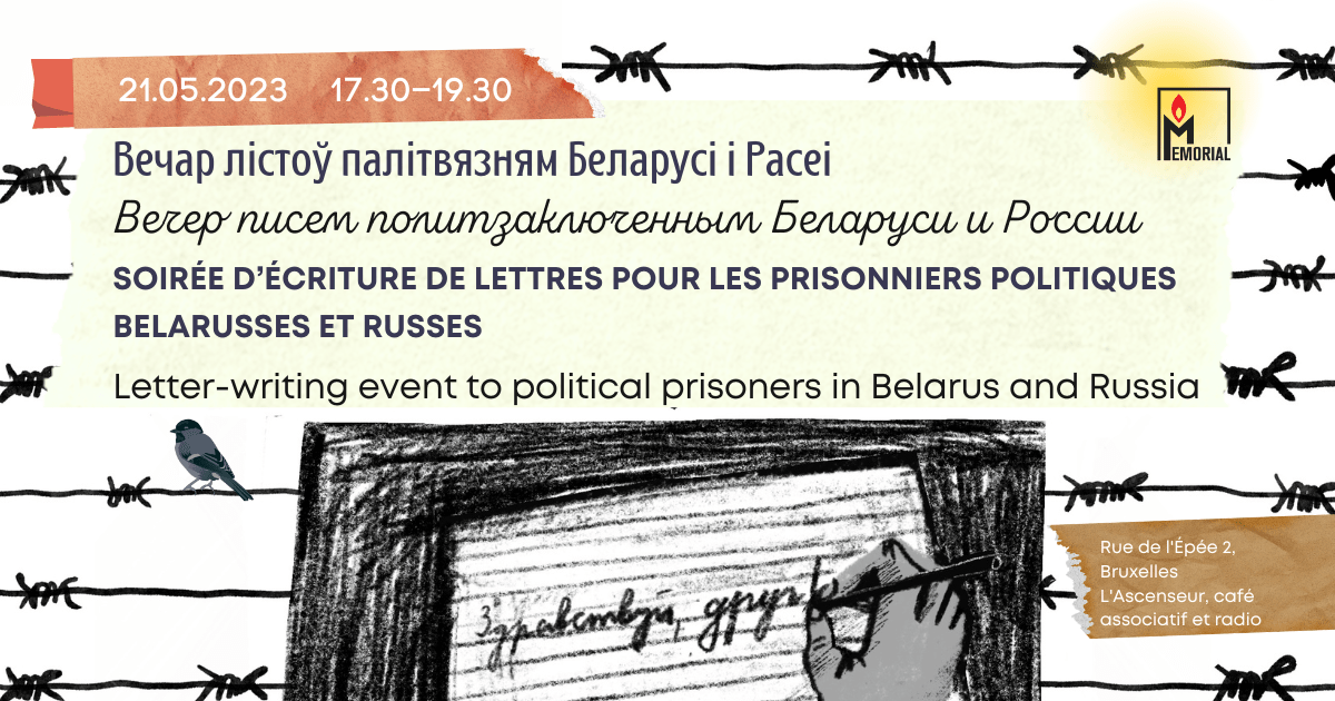 Maj 21st – Letter-writing event to political prisoners in Belarus and ...