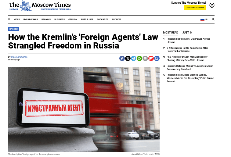 The Moscow Times: How the Kremlin’s ‘Foreign Agents’ Law Strangled ...